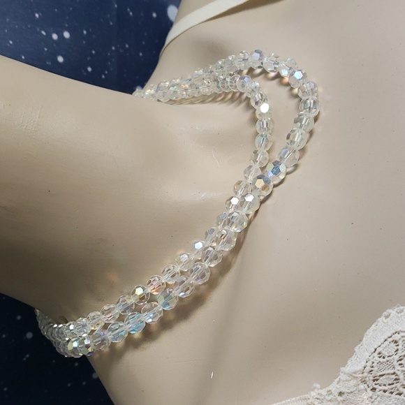 Jewelry | Vintage Aurora Borealis Crystal Double Strand Necklace Choker 195s | Poshmark